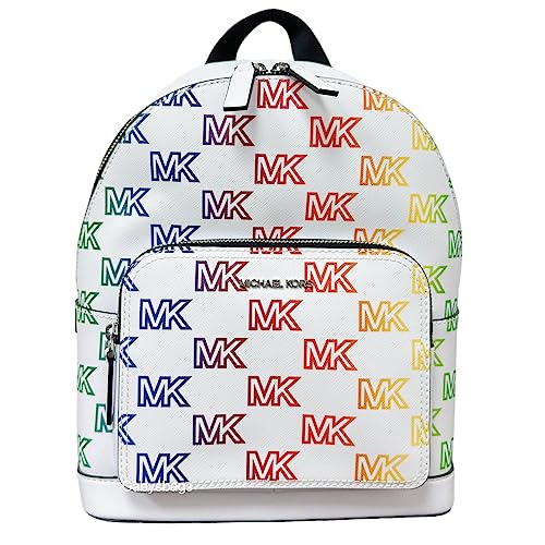 Michael Kors Adult's Unisex Cooper Commuter Medium Sling Bag Single Strap Backpack MK Rainbow Optic White