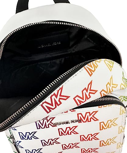 Michael Kors Adult's Unisex Cooper Commuter Medium Sling Bag Single Strap Backpack MK Rainbow Optic White