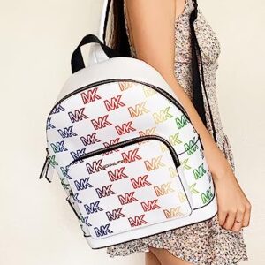 Michael Kors Adult's Unisex Cooper Commuter Medium Sling Bag Single Strap Backpack MK Rainbow Optic White