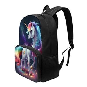 DMOYALA Unicorn Backpack Backpack for Boys School Kids Galaxy Universe Bookbag Elementary Book Bag Girls Simple Daypack Rucksack