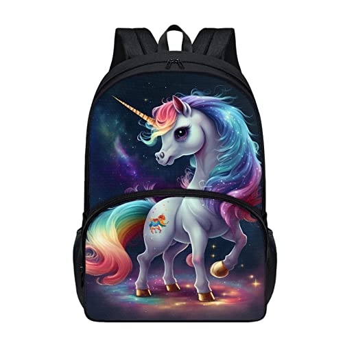 DMOYALA Unicorn Backpack Backpack for Boys School Kids Galaxy Universe Bookbag Elementary Book Bag Girls Simple Daypack Rucksack