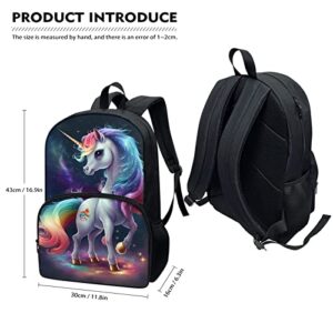 DMOYALA Unicorn Backpack Backpack for Boys School Kids Galaxy Universe Bookbag Elementary Book Bag Girls Simple Daypack Rucksack