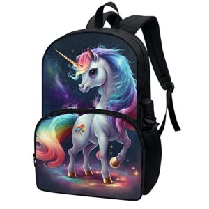 DMOYALA Unicorn Backpack Backpack for Boys School Kids Galaxy Universe Bookbag Elementary Book Bag Girls Simple Daypack Rucksack