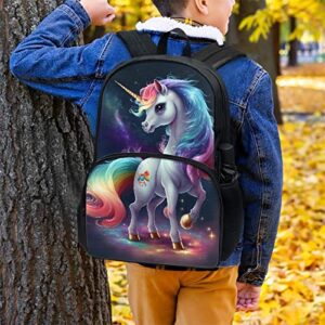 DMOYALA Unicorn Backpack Backpack for Boys School Kids Galaxy Universe Bookbag Elementary Book Bag Girls Simple Daypack Rucksack