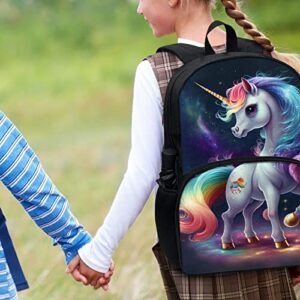 DMOYALA Unicorn Backpack Backpack for Boys School Kids Galaxy Universe Bookbag Elementary Book Bag Girls Simple Daypack Rucksack