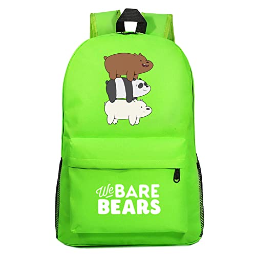 IRYZE Teens Cartoon We Bare Bears Laptop Knapsack Student Canvas Bookbag-Durable Rucksack Travel Bag for Outdoor