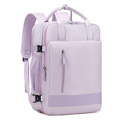 InduSKY Large Travel Backpack for Women, 40L Carry On Backpack Airline Flight Approved with USB Charging Port Shoes Compartment, Personal Luggage Backpack Casual Daypack 15.6 Inch Laptop Backpack