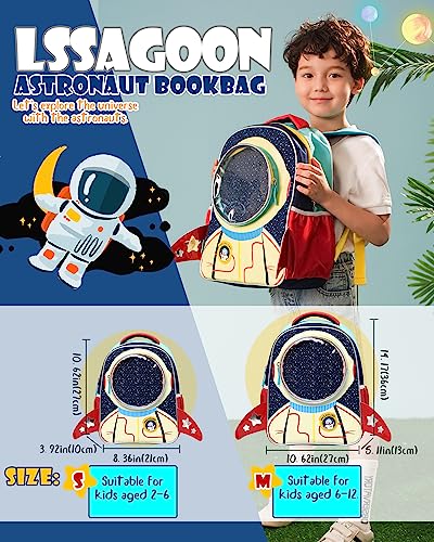 LSSAGOON Astronaut Kids Backpack for Toddler Girls, Cute Bookbag for 6~12 Year Olds for School, Birthday, Xmas Gifts, Bag for Elementary School