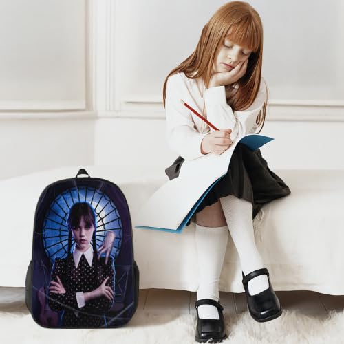 Wednesday Backpack Lightweight Travel Addams Backpack Insulated Lunch Box Fashion Pencil Case Pouch 3 Piece Set