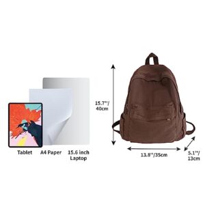 BILIPOPX Aesthetic Backpack Kawaii Cute Simple Vintage Backpack for Men and Women (Brown)