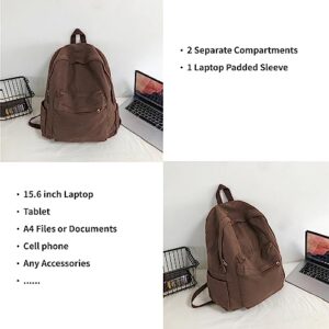 BILIPOPX Aesthetic Backpack Kawaii Cute Simple Vintage Backpack for Men and Women (Brown)