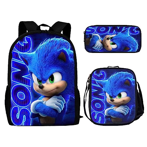 ZENCIX Kids Cartoon School Backpack Set with Lunch Bag and Pencil Case Boys Girls 3D Cute Bookbag Student Schoolbag Travel Backpack