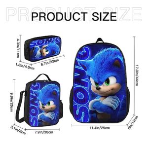 ZENCIX Kids Cartoon School Backpack Set with Lunch Bag and Pencil Case Boys Girls 3D Cute Bookbag Student Schoolbag Travel Backpack