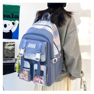 MAGSKY Cute Backpack 5 Set Aesthetic Backpack Kawaii Backpack Large Capacity Casual Travel Mochilas Daypacks (Blue)