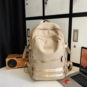 Verdancy Kawaii Backpack for Teens School College Travel Aesthetic Bookbag Schoolbag Daypack Casual Bag (Khaki)