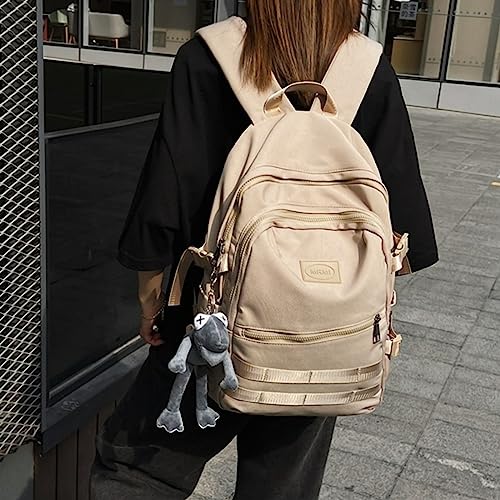 Verdancy Kawaii Backpack for Teens School College Travel Aesthetic Bookbag Schoolbag Daypack Casual Bag (Khaki)