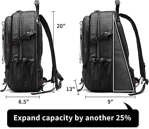 SSWEISIKER Travel Backpack for Men, Large 35L Laptop Backpack with USB Charging Port Fits 15.6 Inch Computer, Waterproof Carry on Bags for Airplanes Hiking Weekender Overnight, Black