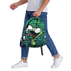 CONPELSON Backpacks Invader Anime Zim Adjustable Laptop Backpack Double Shoulder Bag for Women Men Climbing Shopping Work