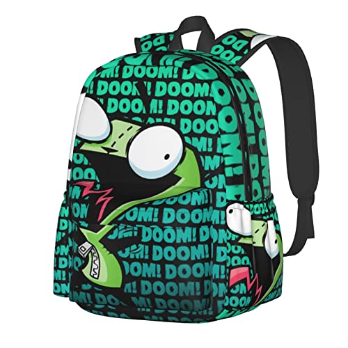 CONPELSON Backpacks Invader Anime Zim Adjustable Laptop Backpack Double Shoulder Bag for Women Men Climbing Shopping Work