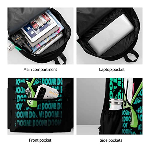 CONPELSON Backpacks Invader Anime Zim Adjustable Laptop Backpack Double Shoulder Bag for Women Men Climbing Shopping Work