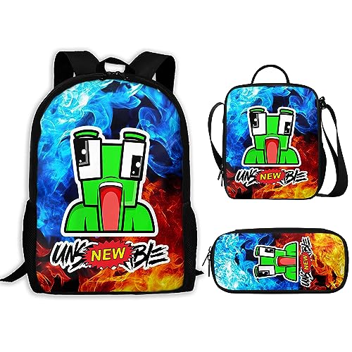 junemater 3pcs Fuuny Cartoon Anime Backpack Set Sports Casual Travel Three In One Backpack Set 04