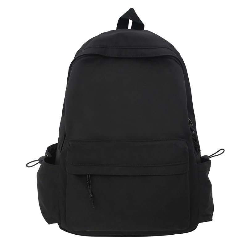 NIORYUZ Cute Backpack Basic Office Laptop Travel Lightweight Small Preppy (Black)