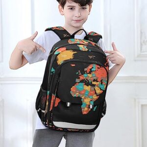 ZRWLUCKY World Map and Flags Casual Daypack Classical Travel Backpack Durable Computer Bag 2023