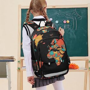 ZRWLUCKY World Map and Flags Casual Daypack Classical Travel Backpack Durable Computer Bag 2023