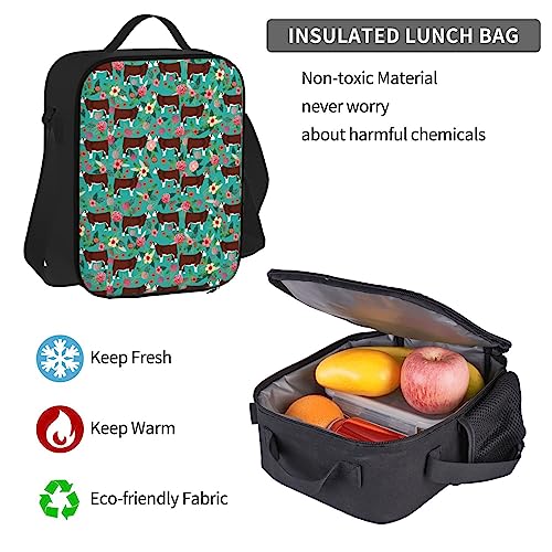 JZDACH Backpack Set Compatible With Hereford Cow Cattle Floral Bookbag With Lunch Bags And Pencil Case For Unisex