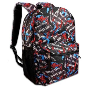 Spiderman Backpack for Boys 4-6 Set - Bundle with 16" Spiderman Backpack Plus Water Bottle, Stickers, More | Spiderman School Bag for Boys