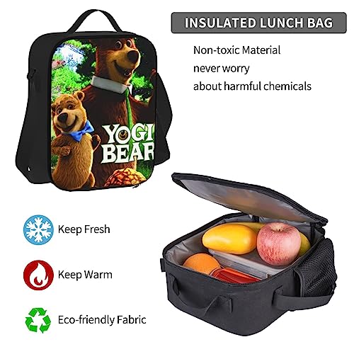 ORPJXIO Backpack 3 Piece Set Yogi Anime Bear Laptop Backpack Pencil Case Lunch Bag Combination For Travel Work Camping