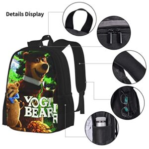 ORPJXIO Backpack 3 Piece Set Yogi Anime Bear Laptop Backpack Pencil Case Lunch Bag Combination For Travel Work Camping