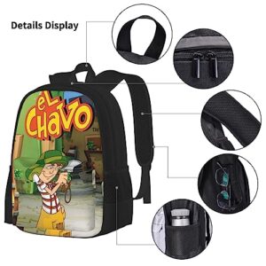 ORPJXIO Backpack 3 Piece Set El Chavo Anime Del Ocho Laptop Backpack Pencil Case Lunch Bag Combination For Travel Work Camping