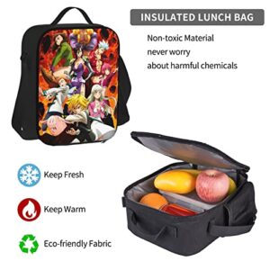 ORPJXIO Backpack 3 Piece Set The Seven Anime Deadly Sins Laptop Backpack Pencil Case Lunch Bag Combination For Travel Work Camping