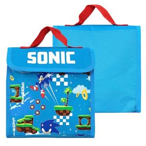 Sonic The Hedgehog Backpack Set | Backpack, Lunchbag, Pencil Case, Water Bottle | Kids Backpack | Blue