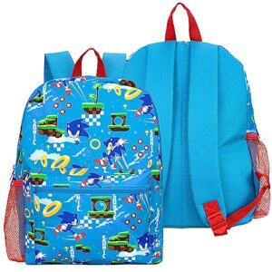 Sonic The Hedgehog Backpack Set | Backpack, Lunchbag, Pencil Case, Water Bottle | Kids Backpack | Blue