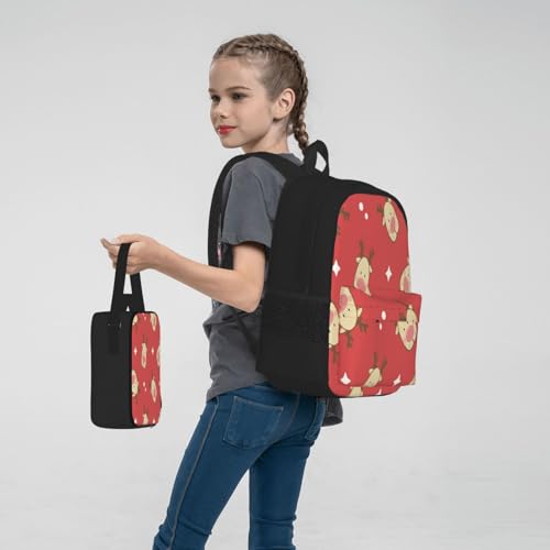 MAINI Game Backpack Cartoon Backpack 3-Piece School Bag With Lunch Bag And Pencil Box For Teen Children