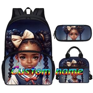 yuyamidu african american girls backpack and lunchbox pencil case set 3 in 1 school bag preschool kindergarten toddler backpack lunch box set for teens kids book bags