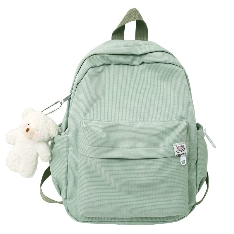 Kawaii Backpack with Cute Accessories Kawaii Aesthetic Backpack with Bag Charm Available in Pastel Colors (Green)