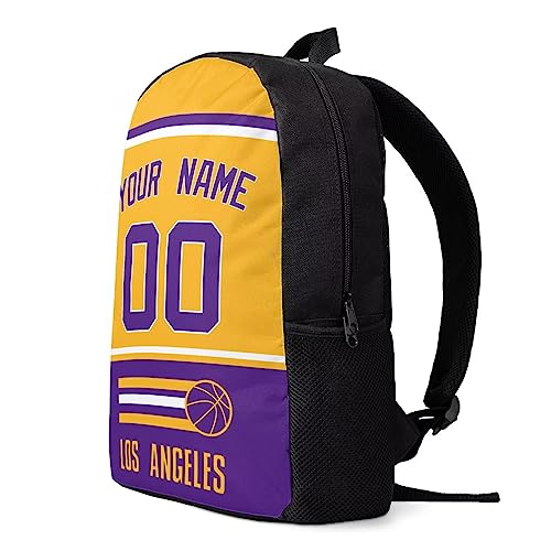 Los Angeles Custom Backpack High Capacity,Add Personalized Name And Number, Backpack for Men Women,Basketball Bags for Teenagers