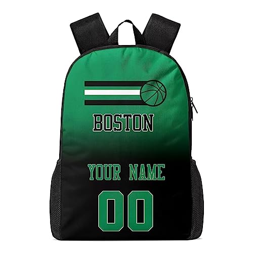 Boston Custom Backpack High Capacity,Add Personalized Name And Number, Backpack for Men Women,Basketball Bags for Teenagers