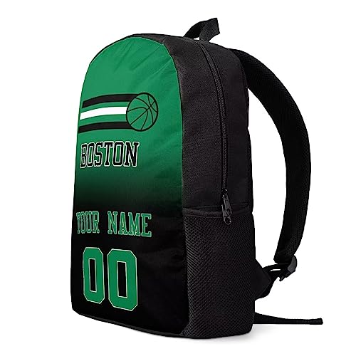 Boston Custom Backpack High Capacity,Add Personalized Name And Number, Backpack for Men Women,Basketball Bags for Teenagers