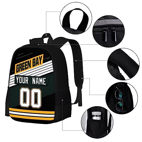 KREDE Green Bay Backpack Personalized Bags for Men Women Gifts