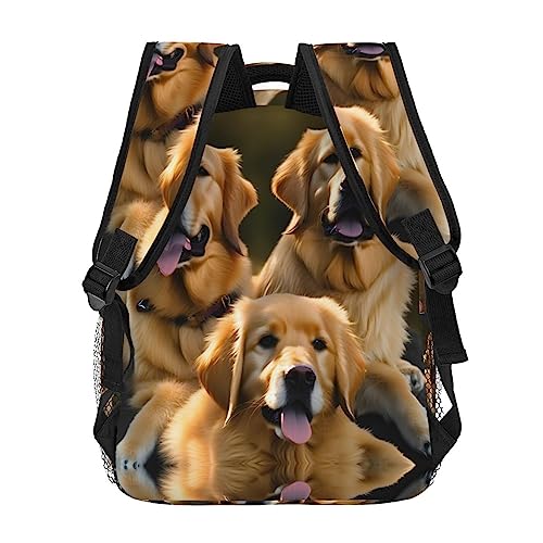 Djnni Golden Retrievers Light Leisure Backpackmulti-Purpose Backpack,Unisex,Suitable For Working Tours Outdoor Activities