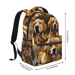 Djnni Golden Retrievers Light Leisure Backpackmulti-Purpose Backpack,Unisex,Suitable For Working Tours Outdoor Activities