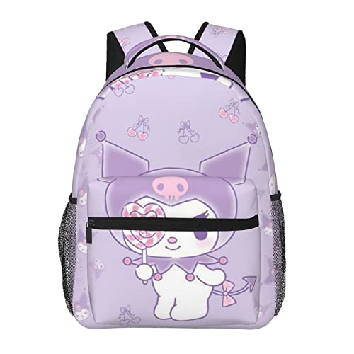 RODES Cute Kurromi Pattern Print Backpack Anime Backpack Lightweight Travel Backpack Laptop Backpack Purple Daypack Women Birthday Gift With Keychain