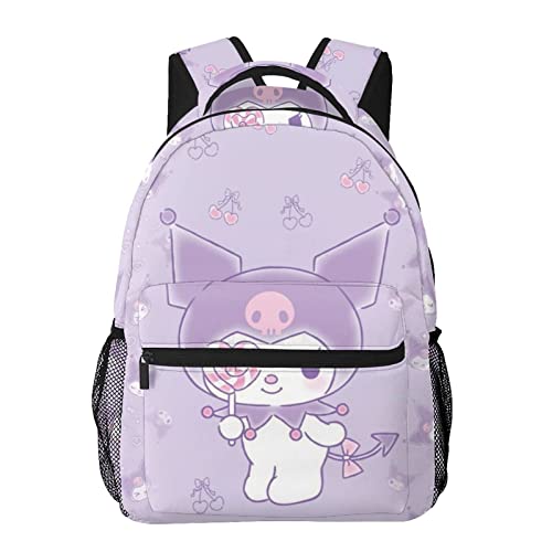 RODES Cute Kurromi Pattern Print Backpack Anime Backpack Lightweight Travel Backpack Laptop Backpack Purple Daypack Women Birthday Gift With Keychain