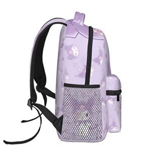 RODES Cute Kurromi Pattern Print Backpack Anime Backpack Lightweight Travel Backpack Laptop Backpack Purple Daypack Women Birthday Gift With Keychain