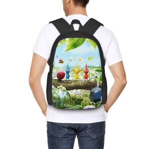 RACEK Lightweight Laptop Backpack Pik-min Rucksack 3D Printed Anime Travel Casual Adjustable Straps Daypack For Men Women