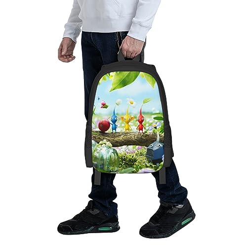 RACEK Lightweight Laptop Backpack Pik-min Rucksack 3D Printed Anime Travel Casual Adjustable Straps Daypack For Men Women